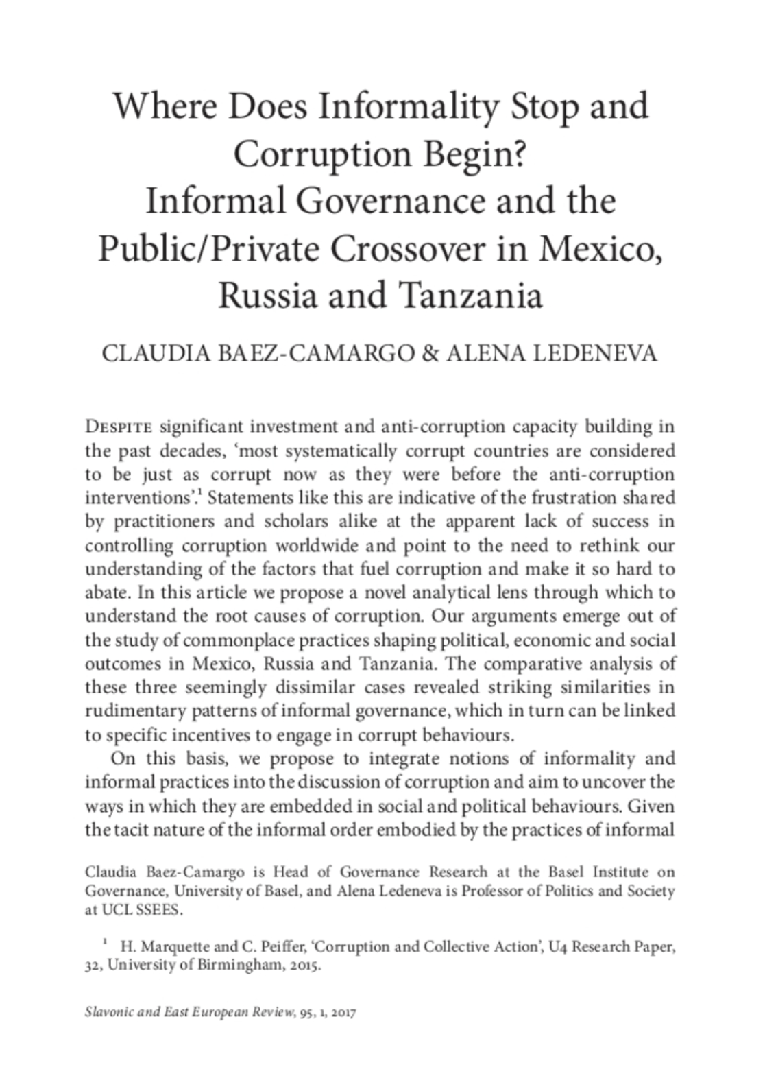 Where Does Informality Stop and Corruption Begin? - Governance ...